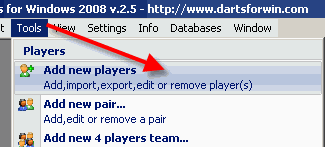 Import players - Darts for Windows